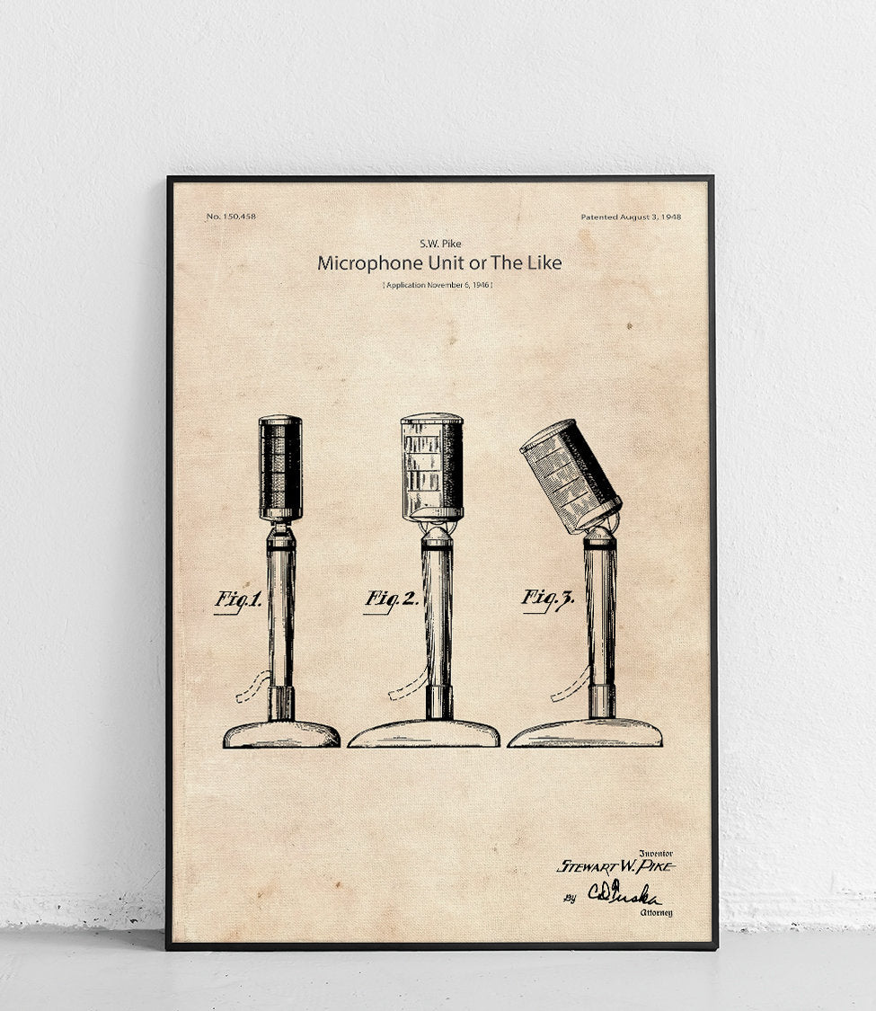 Microphone Patent Poster by Stewart W. Pike 1946 – Poster Polytechnic